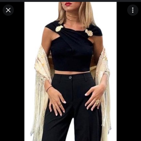 Zara | Tops | Zara Golden Brooch Top | Poshmark